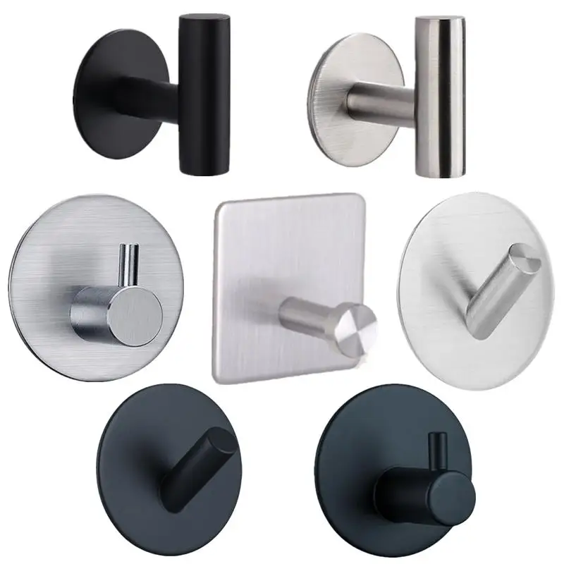 Adhesive-Wall-Hook-Stainless-Steel-Robe-Sticker-Hooks-Towel-Coat-Key ...