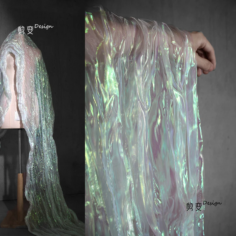 Texture-Pleated-Gradient-Mesh-Designer-Fabric-for-Dress-Skirt-Wholesale ...