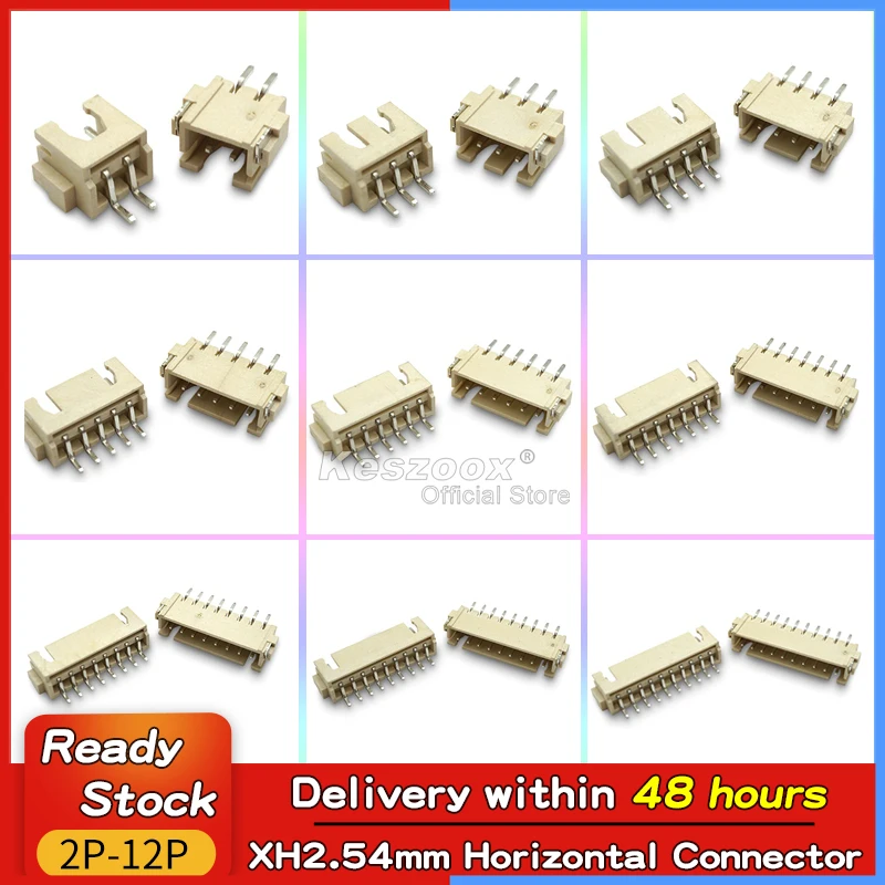 Keszoox Jst Xh2.54 Connector 2.54mm Pitch Smt Horizontal Socket Plug ...