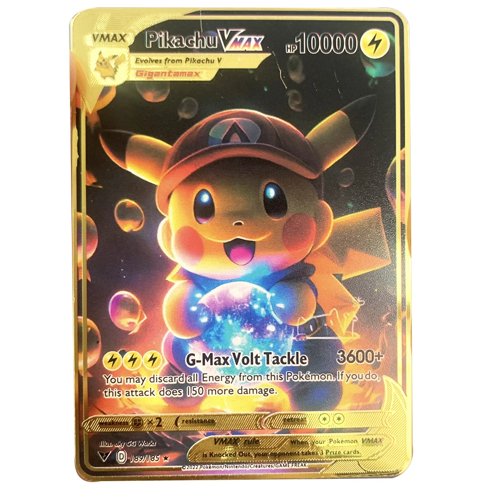 2024New Pokémon Cards Metal Letters English Iron Cards Mewtwo Pikachu ...