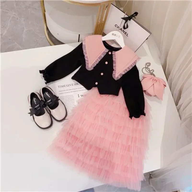 New-Girls-Tweed-Sets-Kids-Winter-Autumn-Long-Sleeves-Princess-Top-and ...