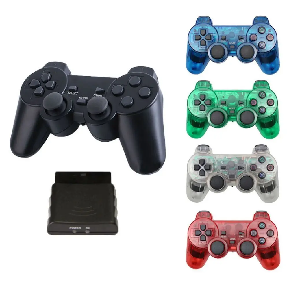 Transparent-Color-Wireless-Gamepad-For-PS2-2-4G-Vibration-Joystick ...