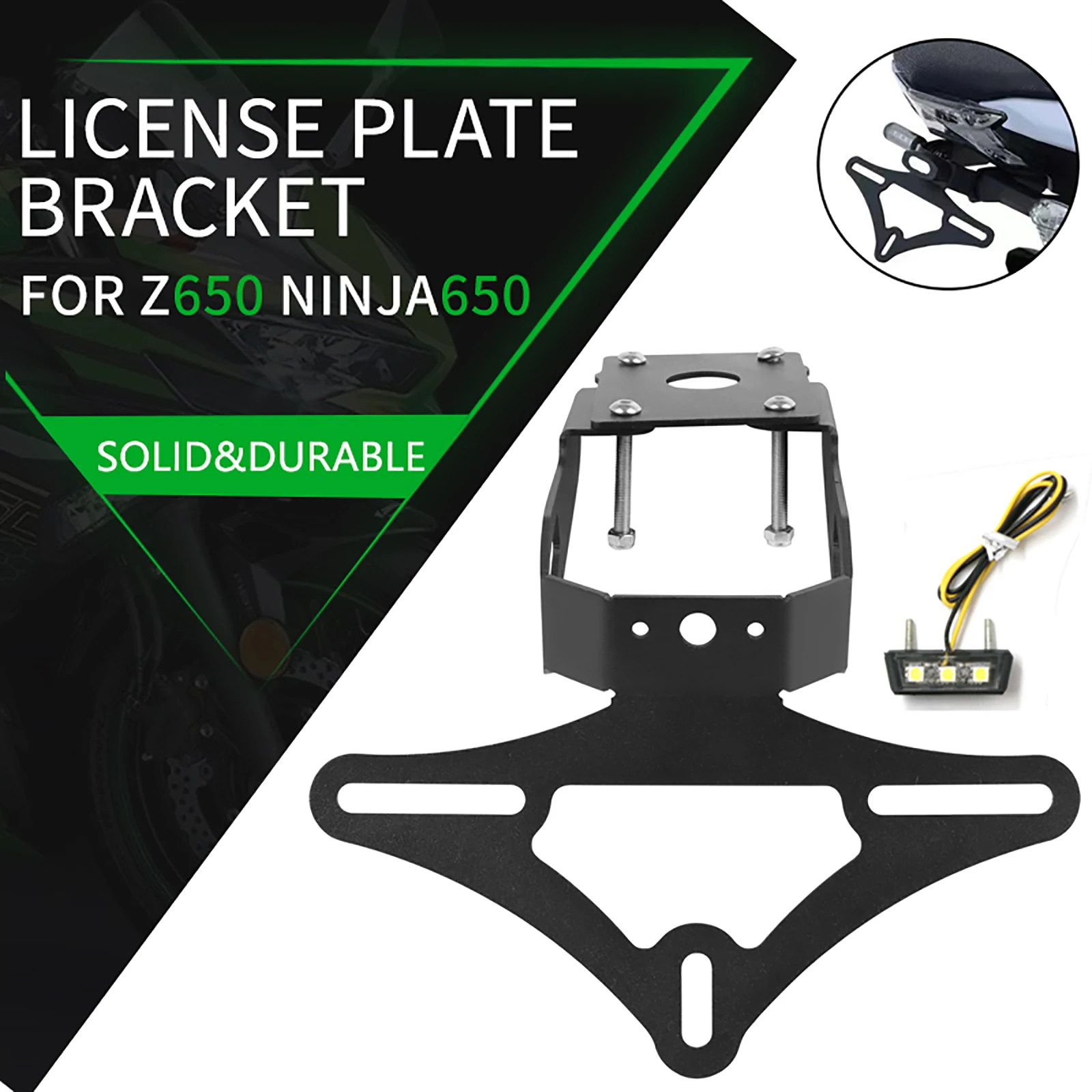 Motorcycle NINJA650 Z 650 Tail Tidy Rear License Plate Holder With Led ...