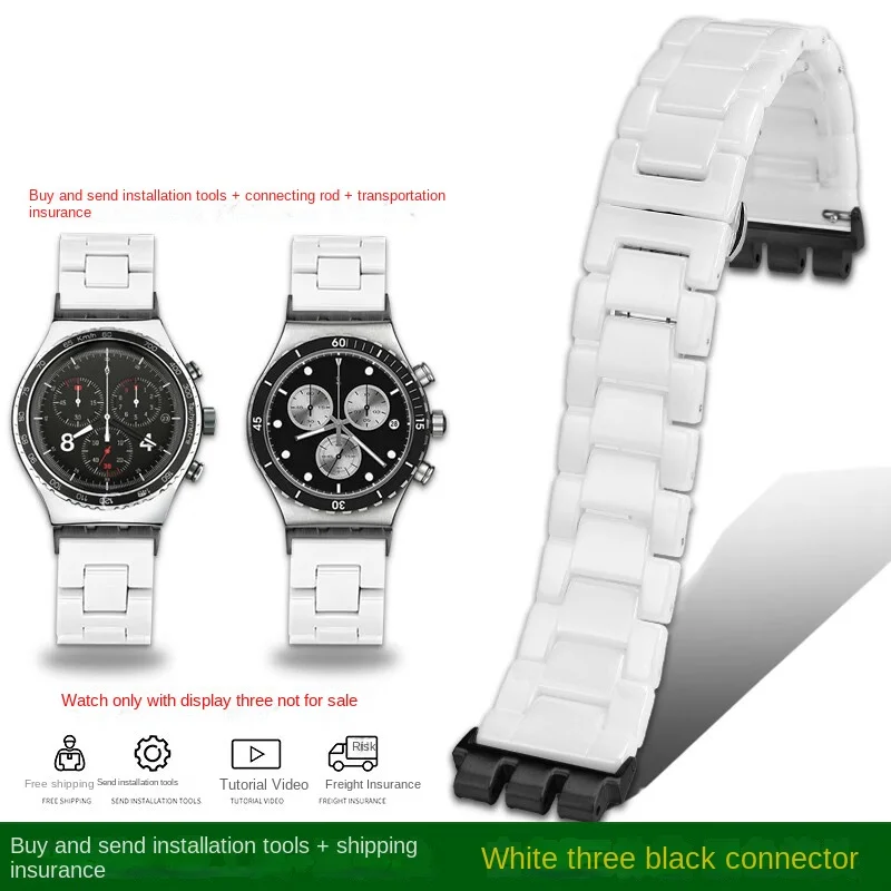 Correa de cerámica modificada de 21 mm para Swatch YVS420 YVS454 YVS451 ...