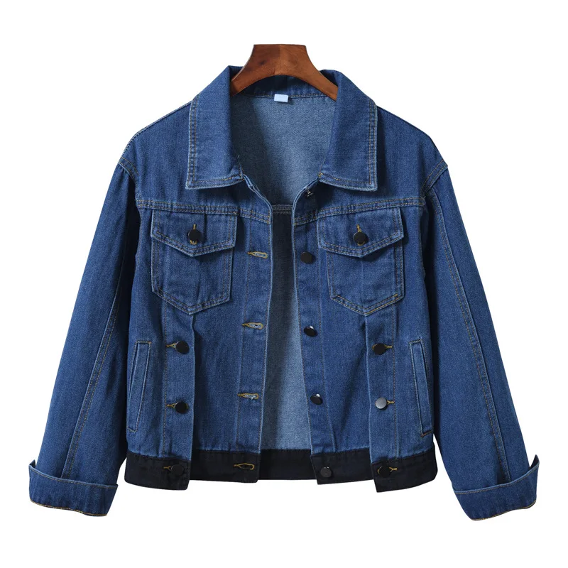 Jaket-Denim-biru-wanita-Korea-mantel-Denim-longgar-kontras-pakaian-luar ...