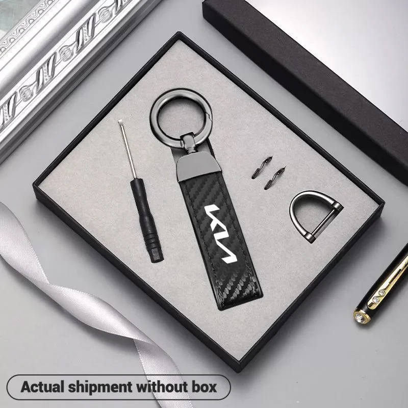 Leather Car lOGO Keychain Holder Key Ring Chain Pendant For KIA ...