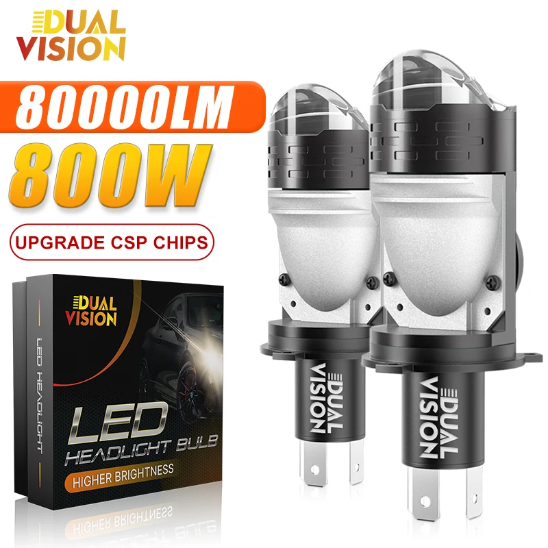 Dualvision-Projector-H4-Lens-LED-Car-Headlight-Bulbs-80000LM-800W ...
