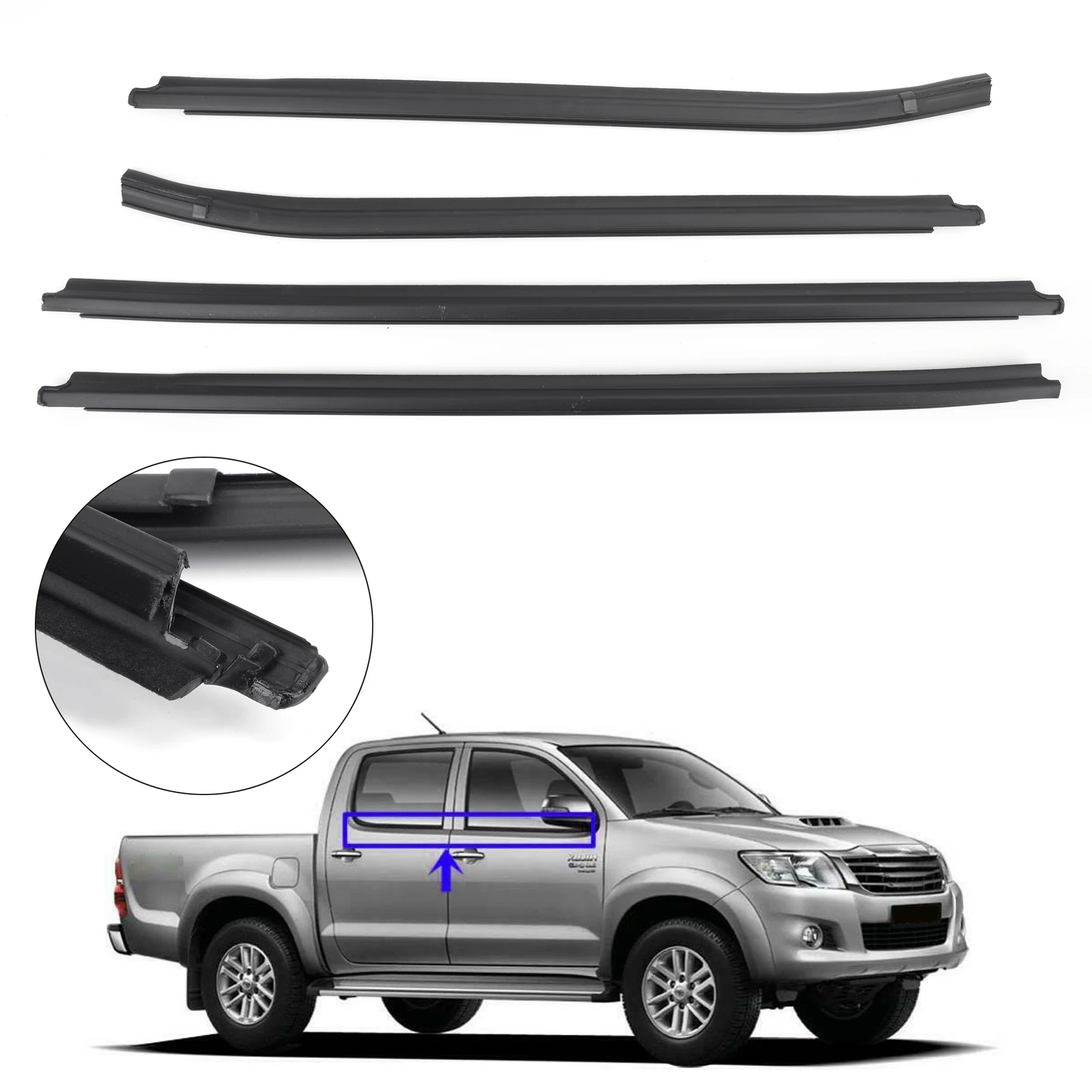 Weatherstrip 4 Door Rubber Seal for Toyota Hilux KUN26 KUN36 GGN25 ...