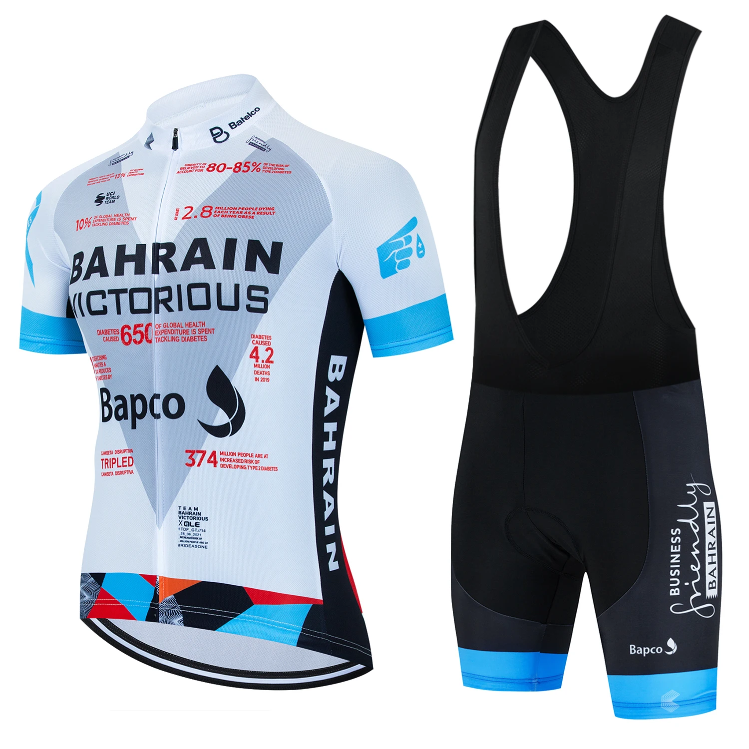 New Bahrain Vitorioso 2023 Equipe Ciclismo Jersey Set Mens Verão Roupas ...