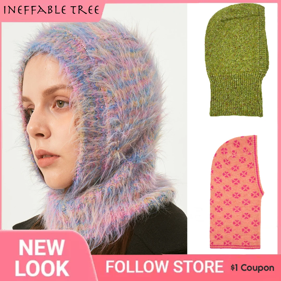 Rainbow Wool Balaclava Hats for Men Women Unisex Knitted Hooded Outdoor ...