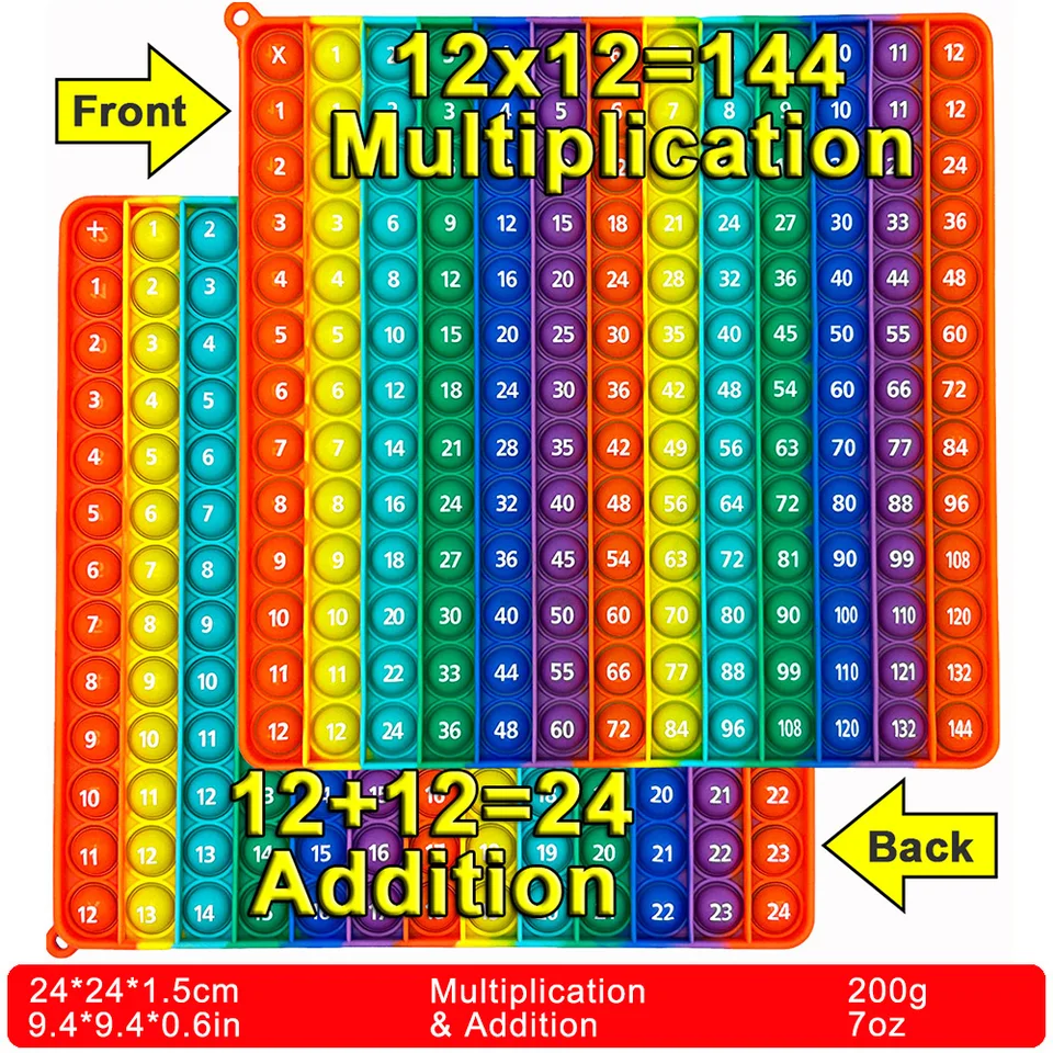 Multiplication Game Multiplication Chart Pop Fidget Toy - 12x12 Math ...