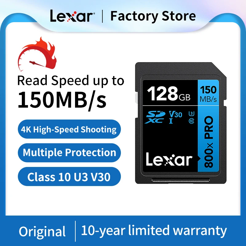 Lexar-Original-SD-Card-800X-Pro-128GB-64GB-32GB-Memory-Card-C10-4K-V30 ...