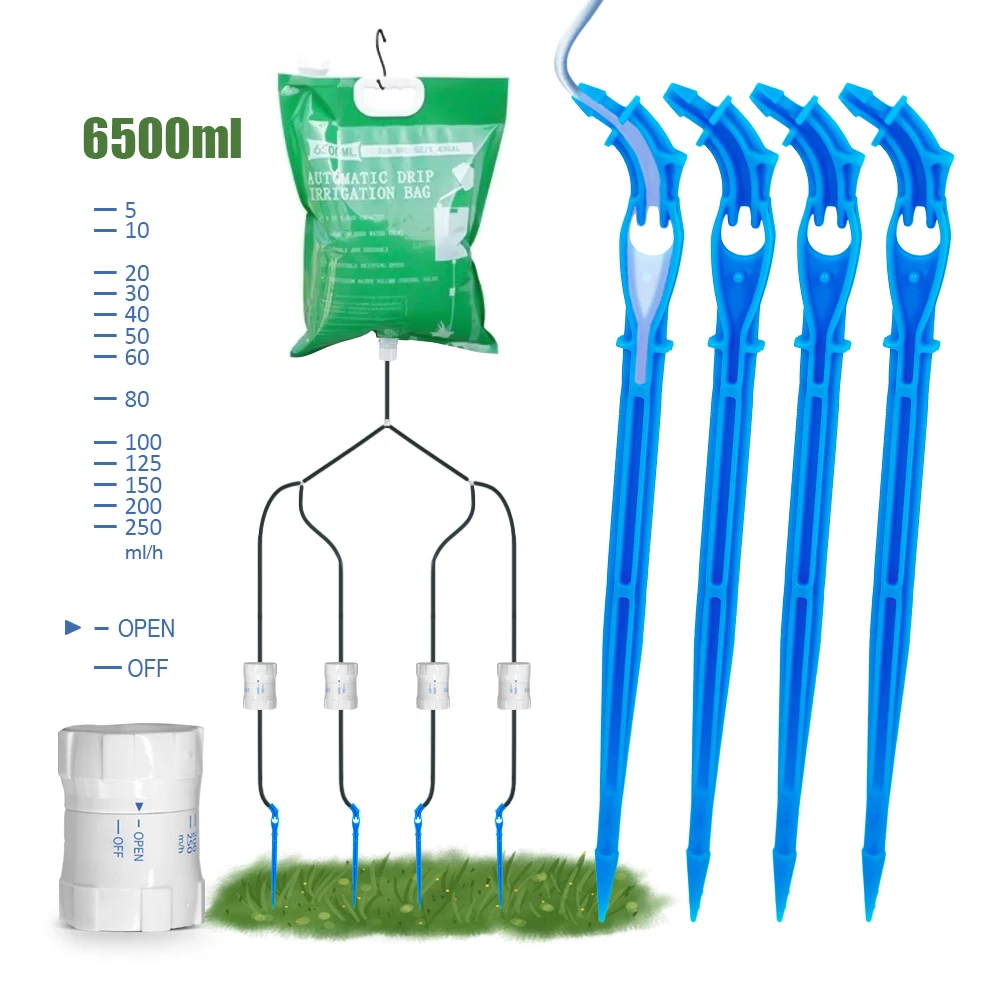 6500ML Hanging Plant Drip Irrigation Bag with 1/2/4 Water Outlets 0-250 ...