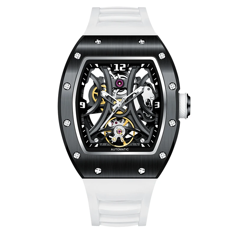 DNAIEL GORMAN Skeleton Dial Automatic Mechanical Watch Men Stainless ...