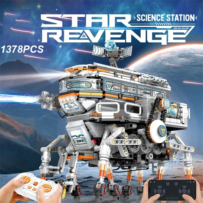 1378PCS-Remote-Control-Eight-Arm-Walking-Robot-Model-Bricks-Aerospace-Series-Technology-Building ...