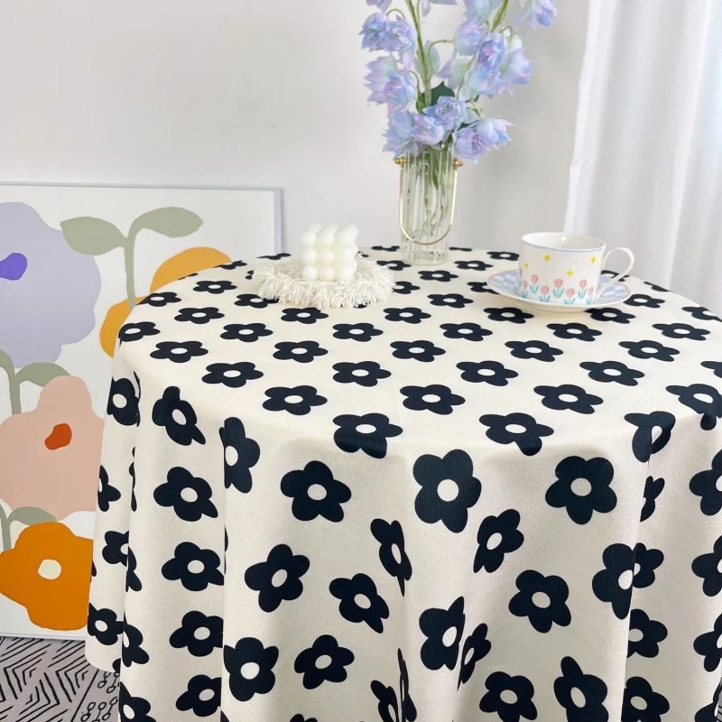 Korean-Style-Round-Lattice-Flower-Tablecloth-Floral-Table-Cloth-for ...