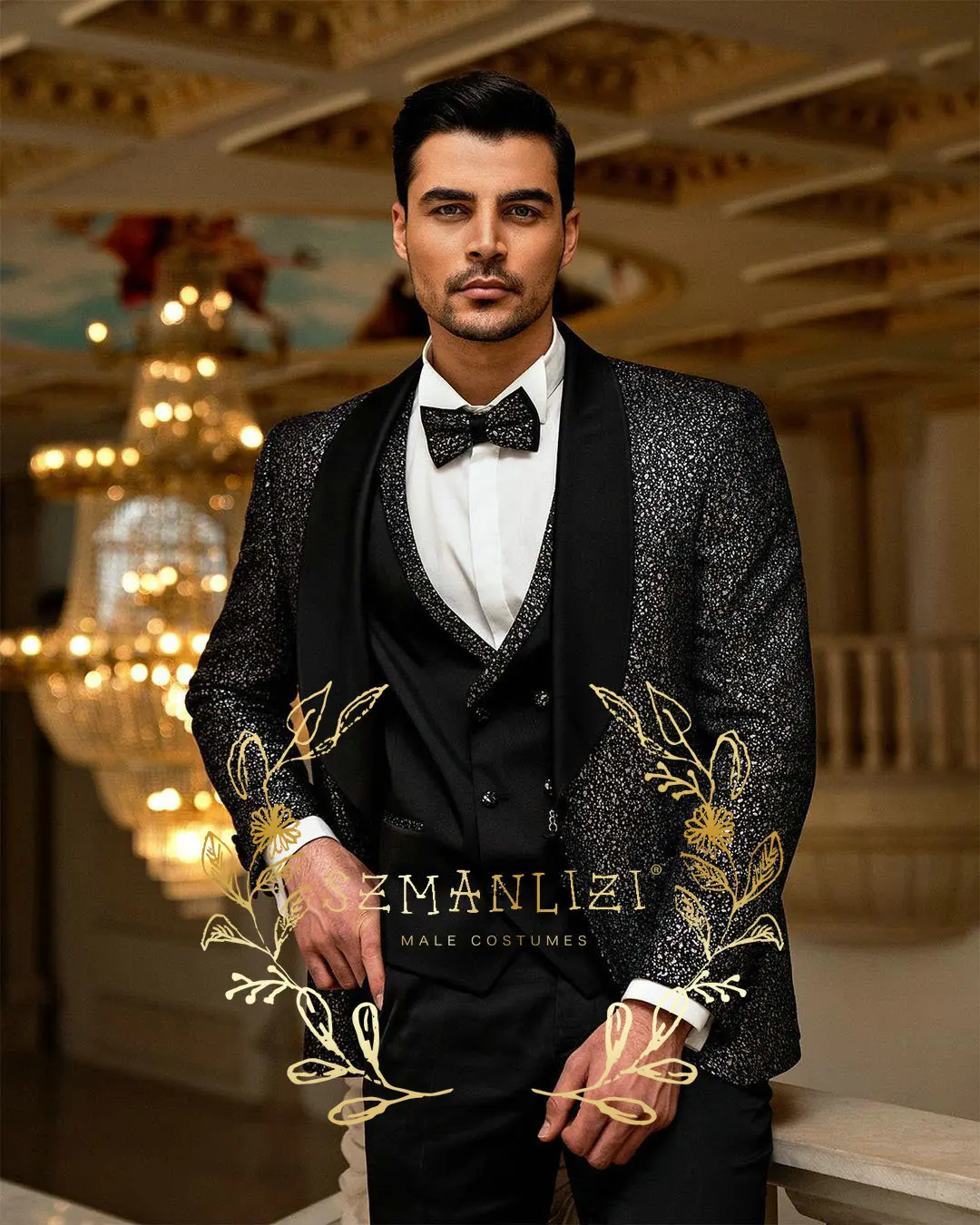 Men 3 Pieces Set Formal Slim Fit Tuxedo Prom Suit Male Groom Wedding ...