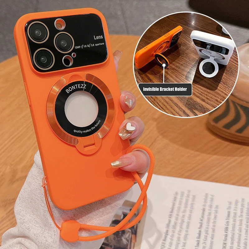 Magnetic-Holder-Stand-Large-Glass-Lens-Phone-Case-For-iPhone-11-12-13 ...
