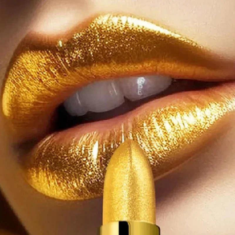 Glitter-Gold-Lipstick-Shiny-Metallic-Matte-Velvet-Waterproof-Long ...