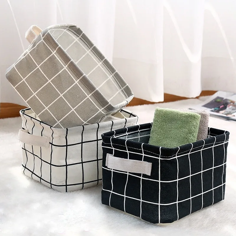 Foldable Desktop Storage Box Fabric Bedroom Storage Basket Home Cabinet ...