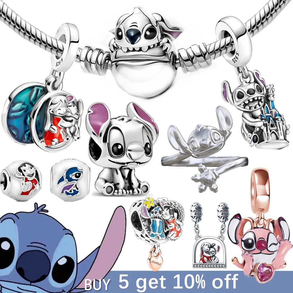 Disney-Breloques-de-la-s-rie-CAN-o-Stitch-pour-femme-bracelet-en-argent ...