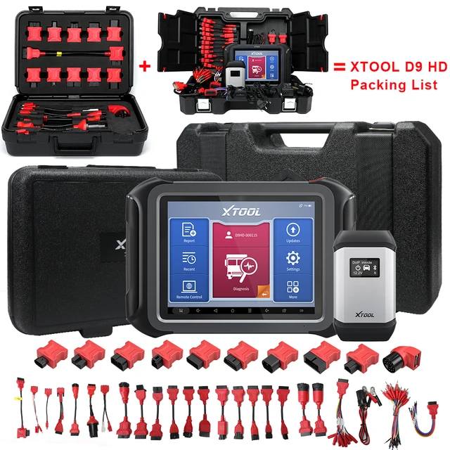 XTOOL D9 HD OBD2 Dagnostic Scanner for 24V Heavy Duty Truck ECU Coding ...