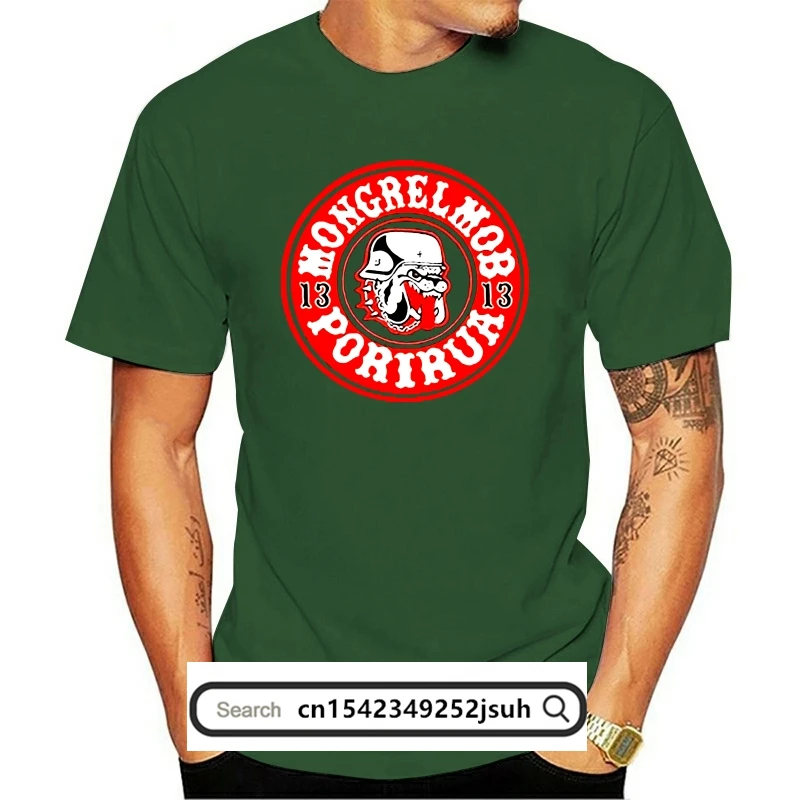 Mongrel Mob Logo Printed Graphic Men Casual Short Sleeves Tops Black ...