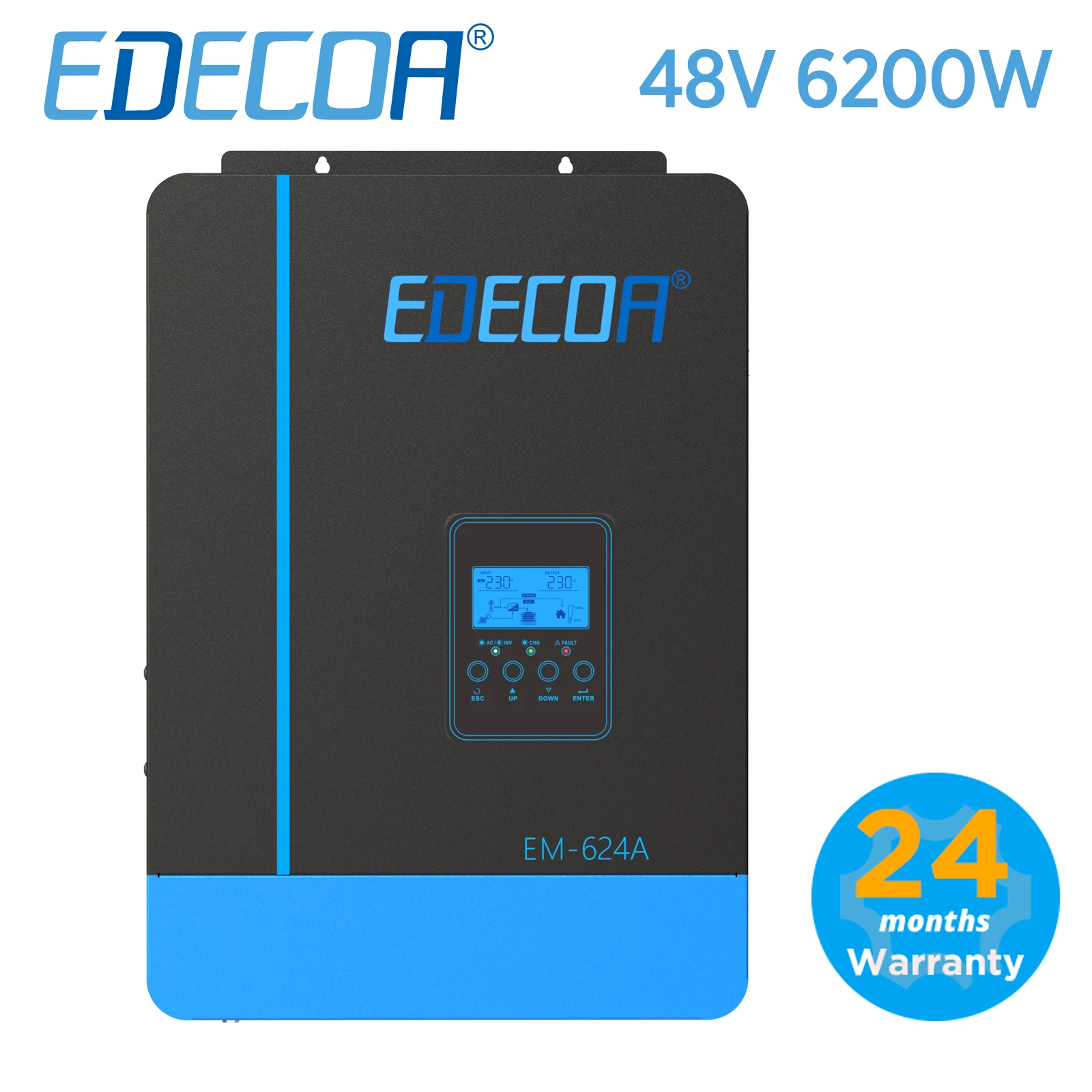 EDECOA 6.2KW Hybrid Solar Inverter with MPPT 110A Solar Charger Controller PV Max 450VDC 48V ...