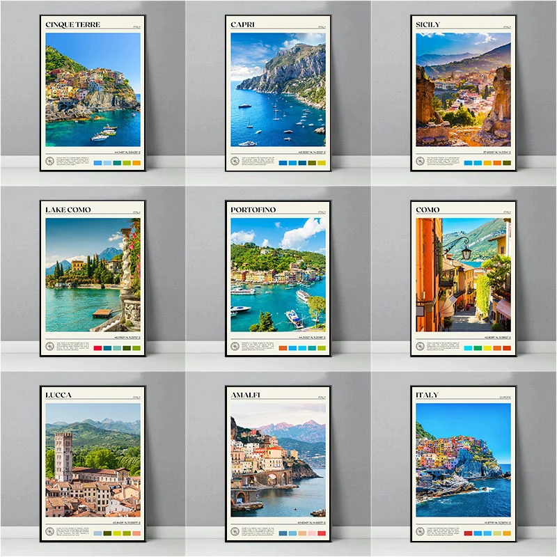 Italy-Travel-Scenery-Poster-Sicily-Calabria-Lake-Como-Florence-Rome ...