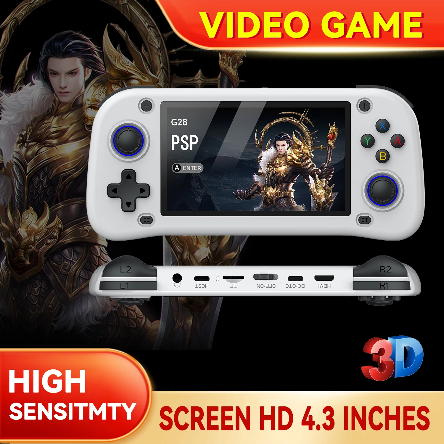 Handheld Game Players G28 Retro Video Player Gamepad 4.3 Inches HD IPS ...