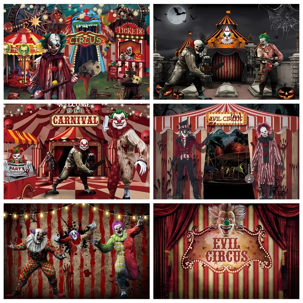 Halloween-Terrible-Circus-Backdrop-Evil-Clown-Scary-Grove-Vampire ...