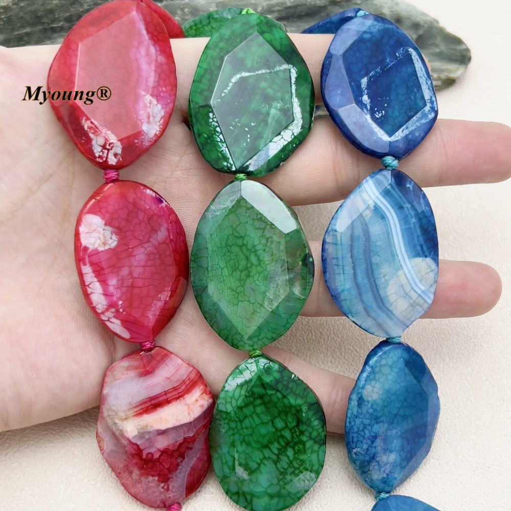 Large-Faceted-Multicolor-Natural-Agates-Stone-Slice-Pendant-Beads-For ...