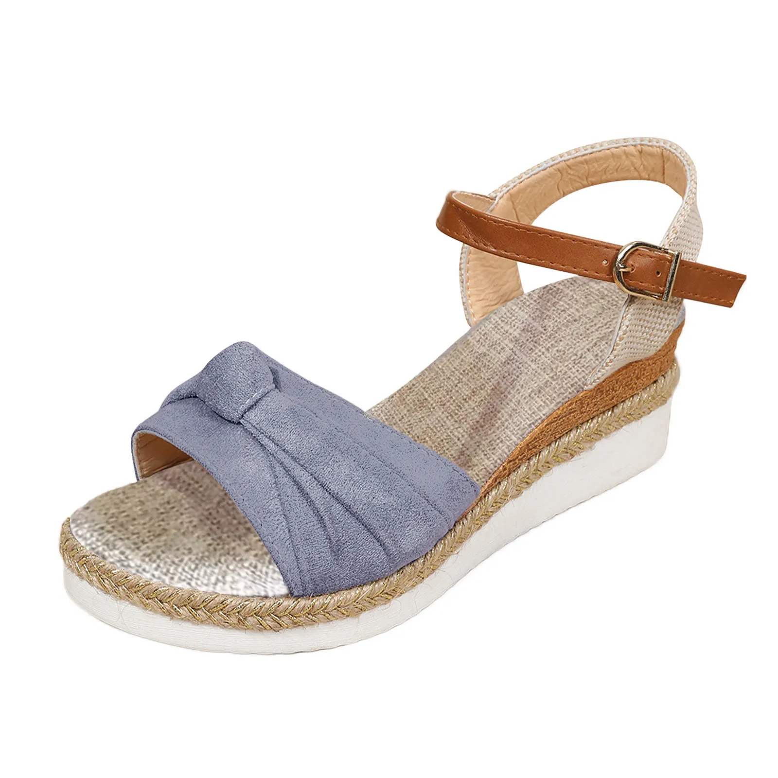 Color-Block-Knot-Detail-Espadrille-Strap-Wedge-Sandals-For-Women-Casual ...