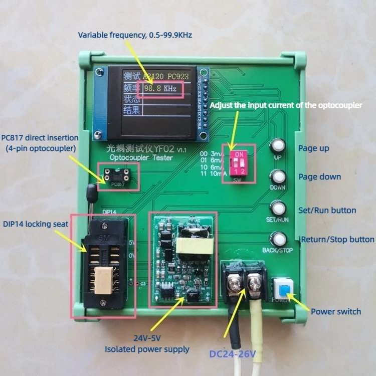 A4506/6N137/V601/A314J/2530, Etc., probador de optoacoplador IC, placa ...