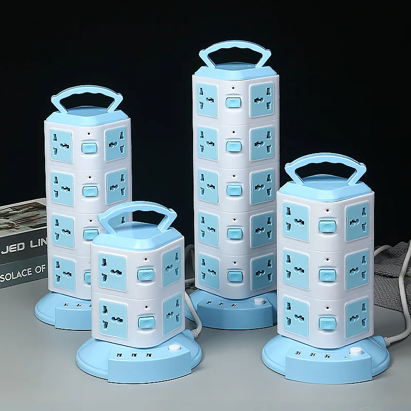 Tower Multi Power Strip Vertical EU US UK Plug Multiple Vertical Power ...