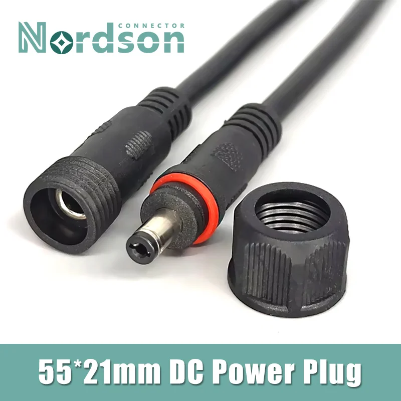 12V DC Power Plug 55*21mm 2Pin Waterproof Connector Male Female ...