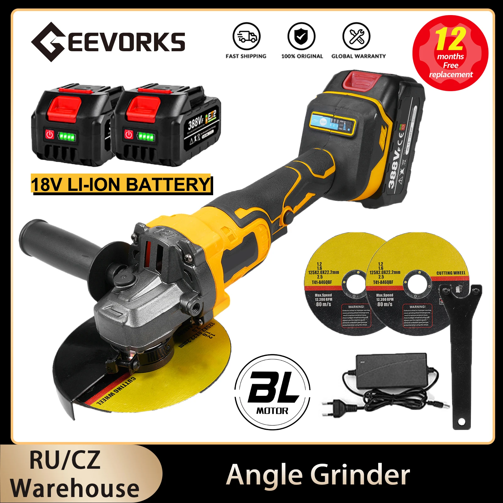 M14-10000RPM-Brushless-Cordless-Electric-Angle-Grinder-Tool ...