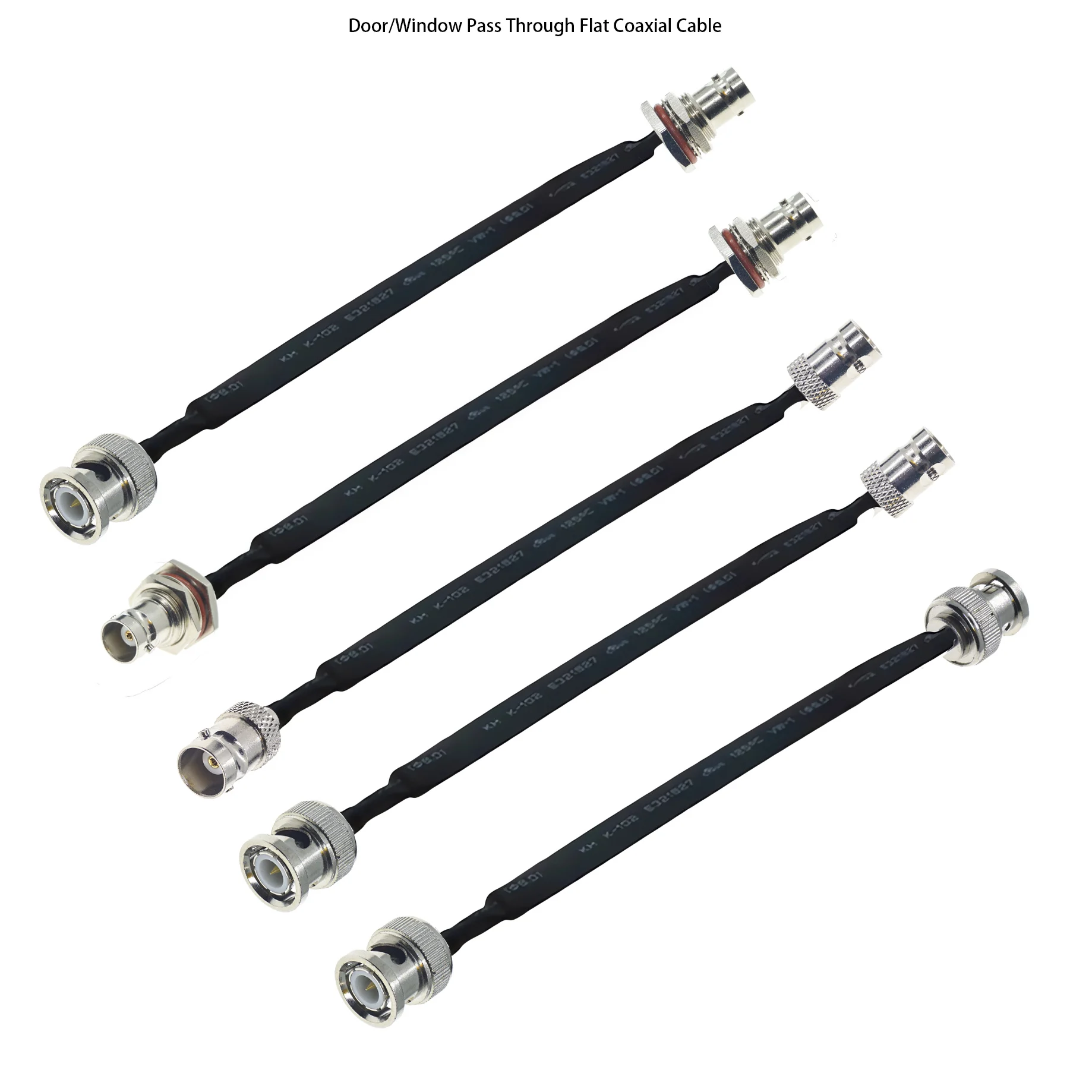 Door/Window Pass Through Flat RF Coaxial Cable BNC Male Female to BNC ...