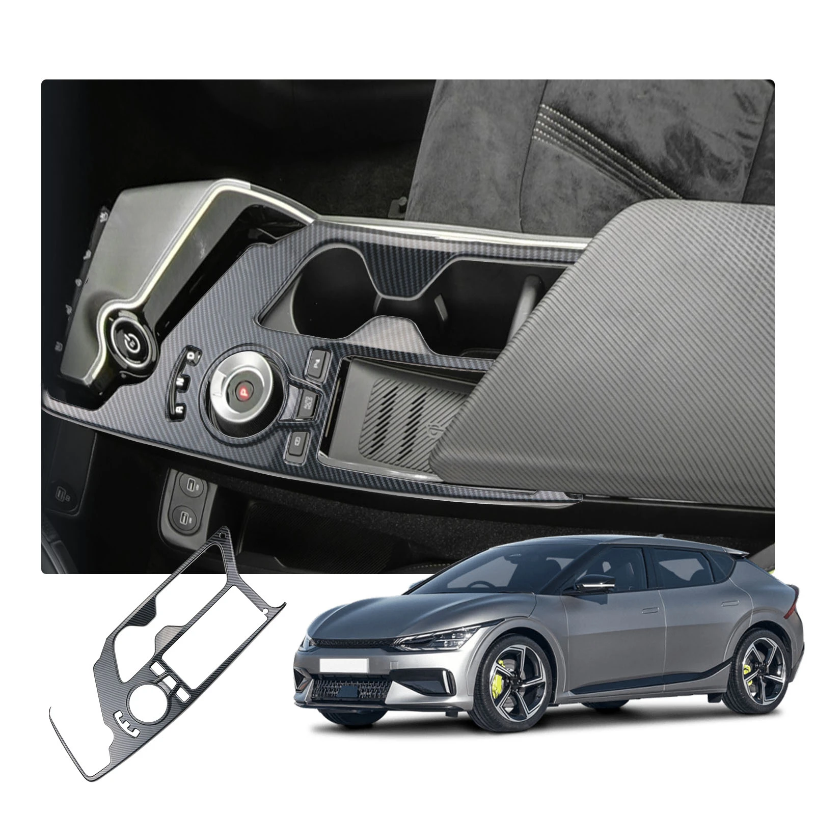 LFOTPP Car Carbon Fiber Panel Cover For EV6 2022 Central Control Gear ...