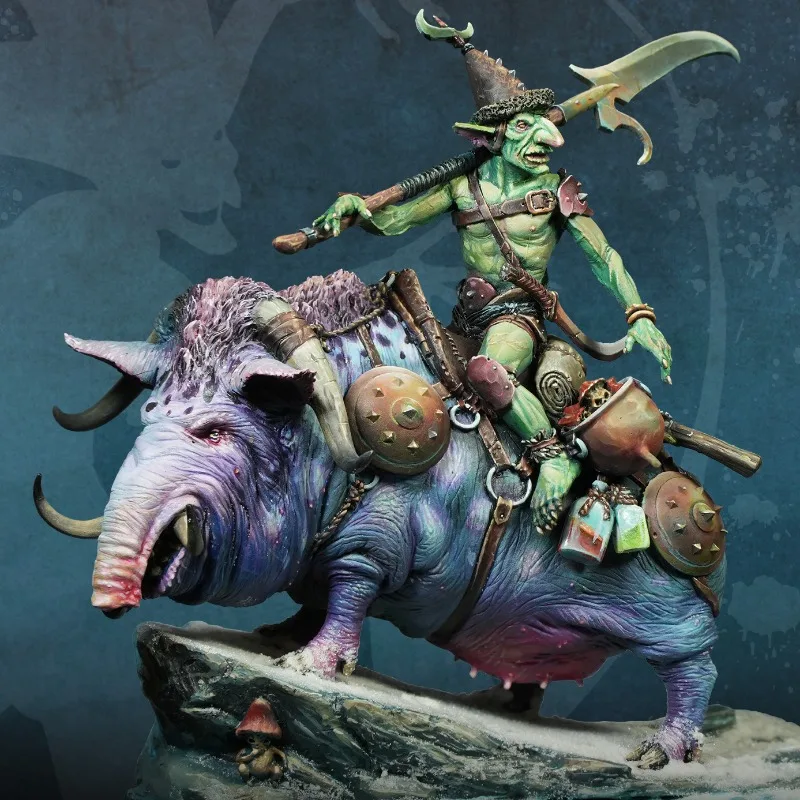 Full Height 75mm Resin Figure Assembly Model Kit Goblin Riding Pig ...