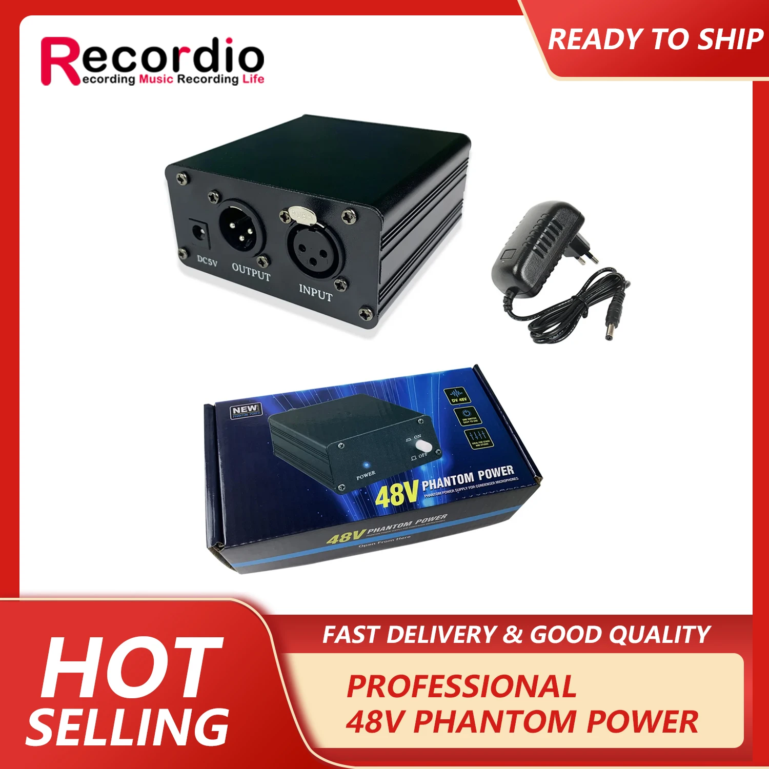 GAZ-48A-Phantom-Power-Supply-48V-Live-Sound-Card-Charger-Condenser ...