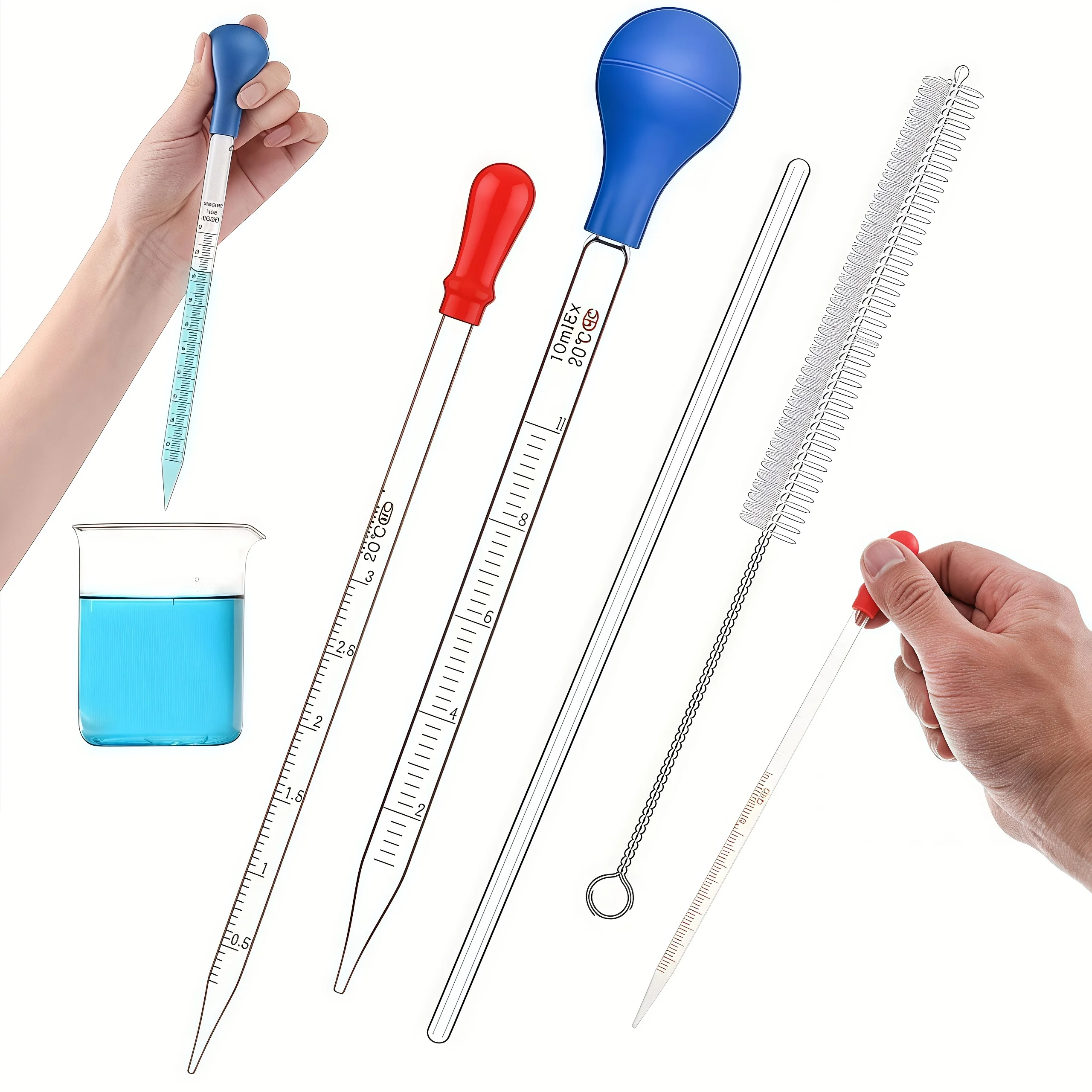 Glass pipette, glass dropper 3ML/10ML with glass stirring rod, cleaning ...