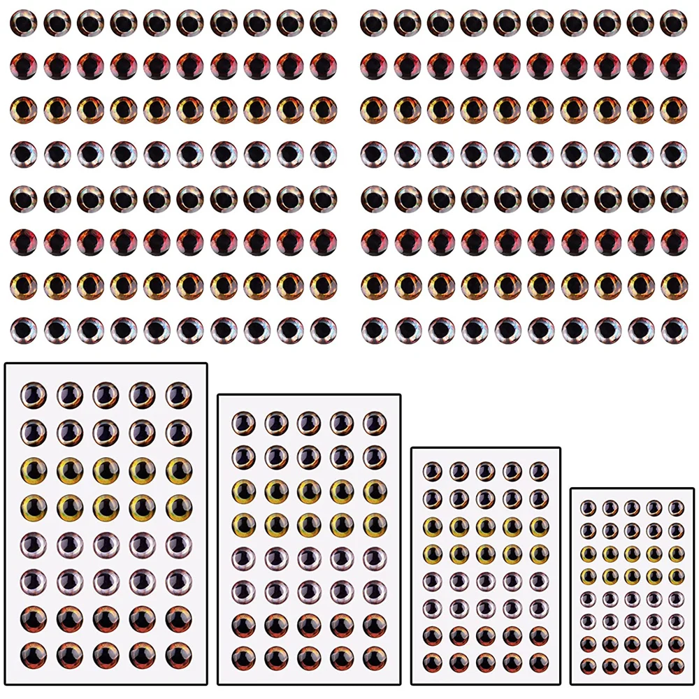 160Pcs Fishing Eyes set 4D Realistic for Lure Fish Eyes 3mm 4mm 5mm 6mm ...