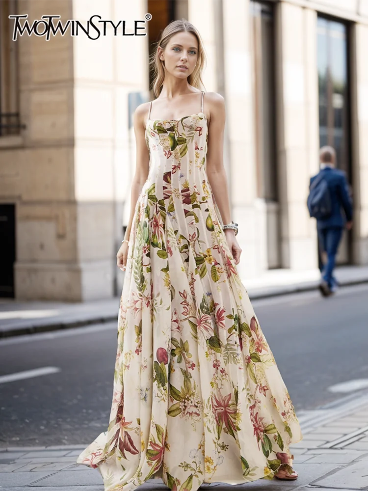 TWOTWINSTYLE-Colorblock-Printing-Slim-Dress-For-Women-Camisole-High ...