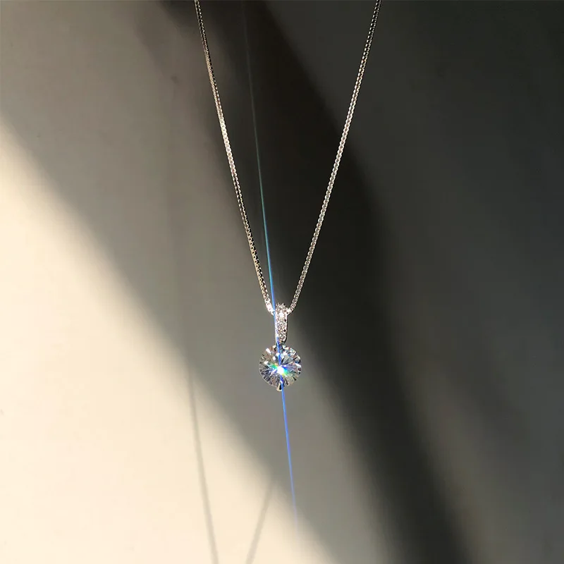 Silver-Color-Small-Single-Rhinestone-Zircon-Pendant-Necklace-for-Women ...