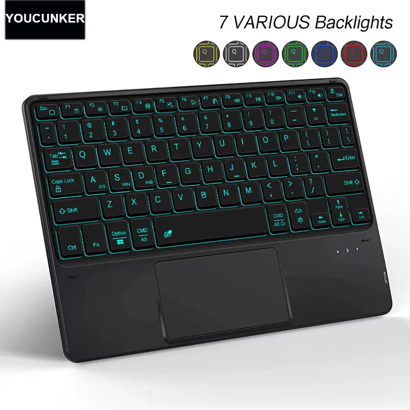 RGB Backlit Bluetooth Keyboard with Touchpad for iPad 11th 2025 A16 Air ...