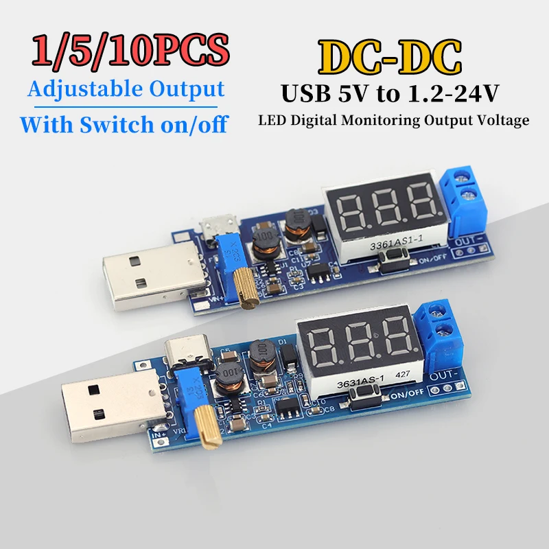 1/5/10Pcs Boost Buck Converter USB Step UP / Down Power Supply Module ...