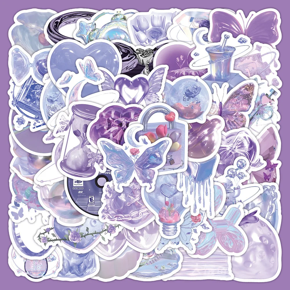 10/30/60pcs Cartoon Aesthetic Purple Stickers Ins Style Cute Decals ...