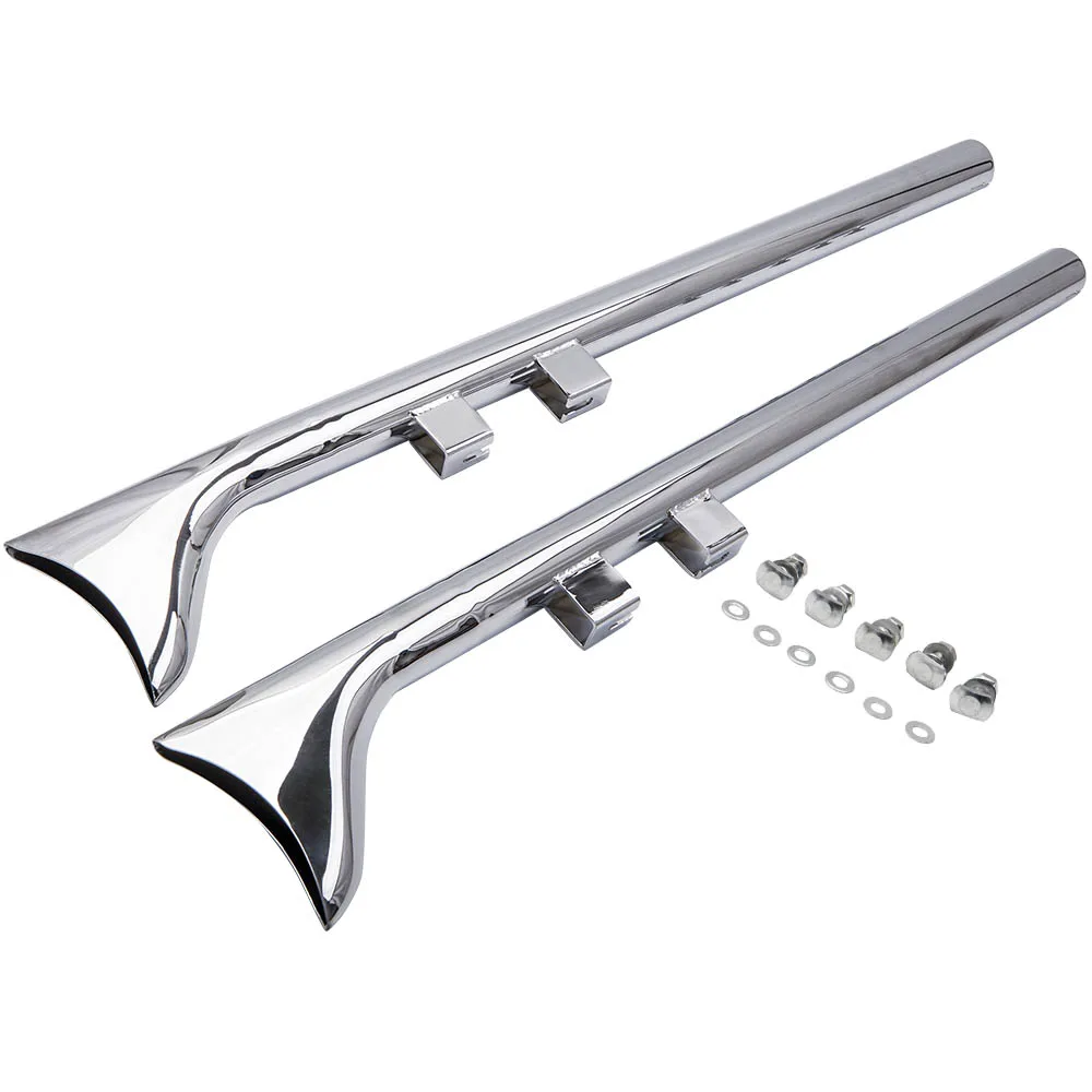 Chrome 36" Fishtail Slip On Exhaust Pipe For Harley Touring Road 1995 ...