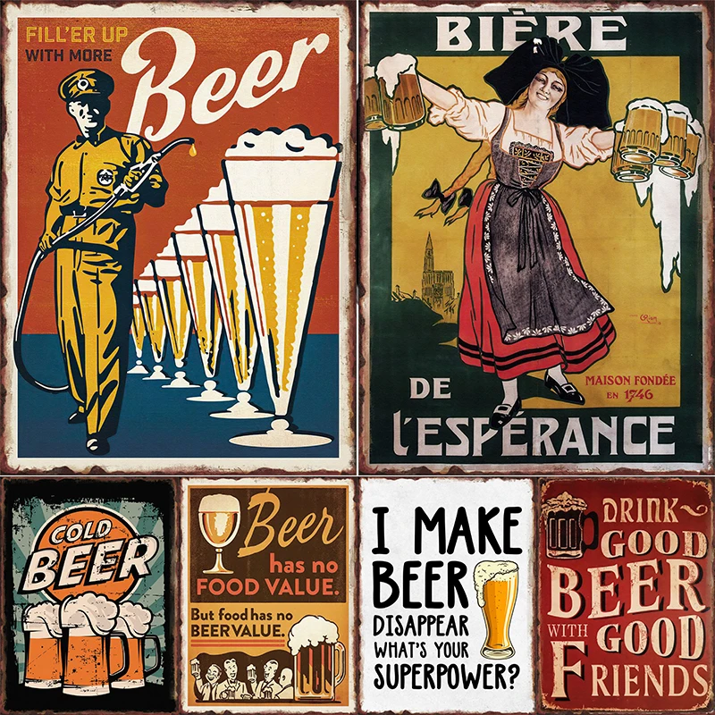 Beer-Metal-Tin-Sign-Bar-Club-Vintage-Poster-Kitchen-Iron-Plate-Wall ...